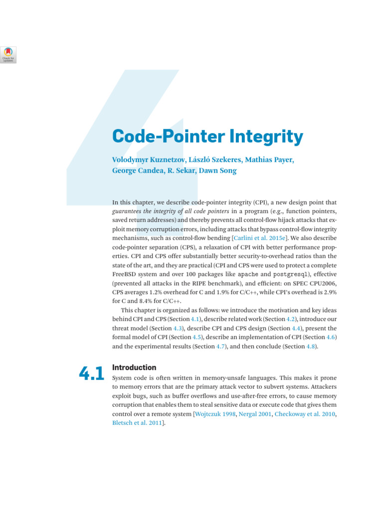 Code Pointer Integrity | PDF