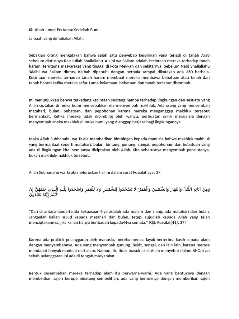 Khutbah Jumat Pertama 2 | PDF