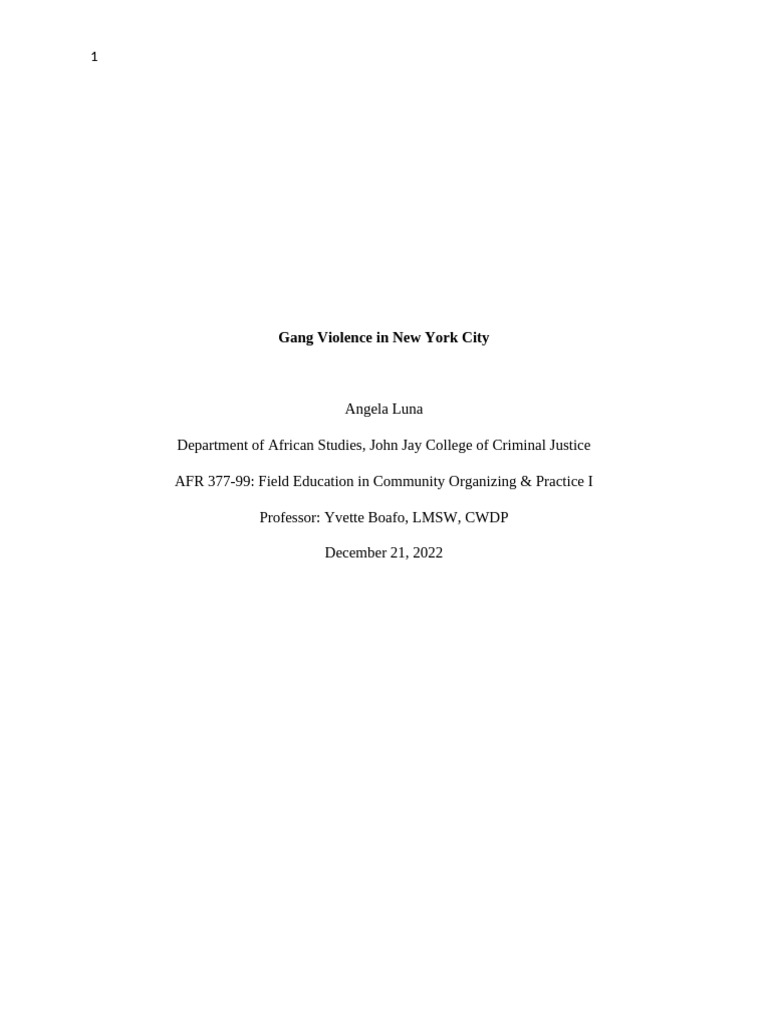 Research Paper Gang Violence | PDF