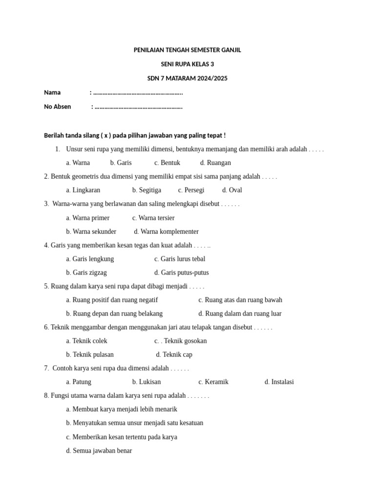 PTS Seni Rupa | PDF | Teaching Methods & Materials