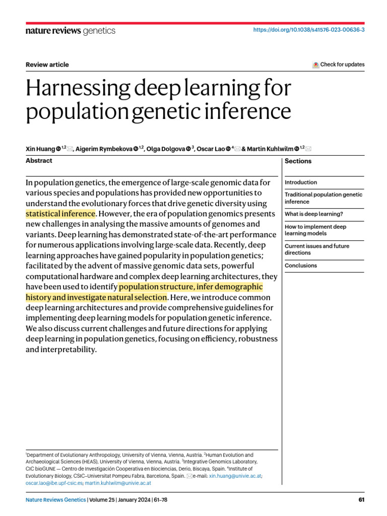 Deep Learning in Population Genetics | PDF | Artificial Neural Network ...