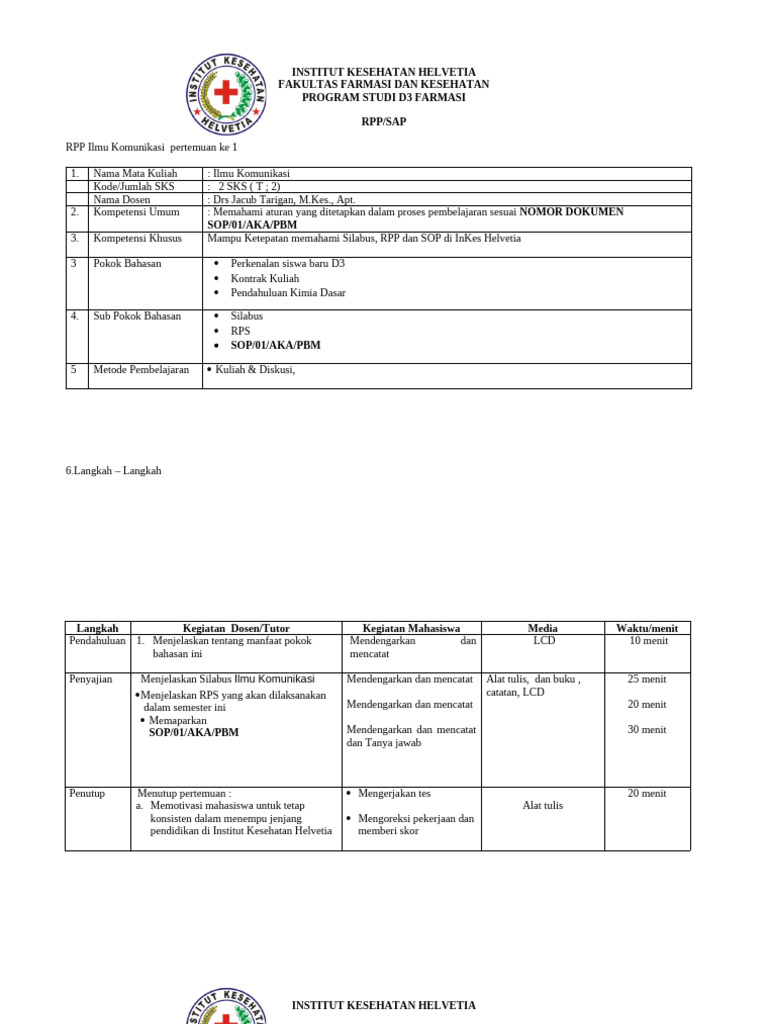 RPP Ilmu Komunikasi 2 | PDF