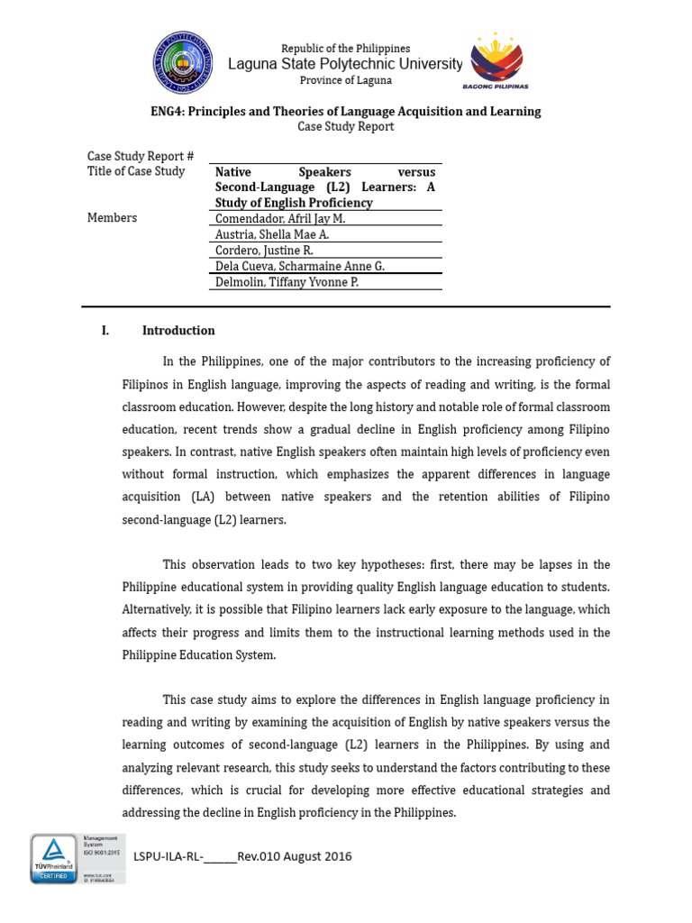 Case Study Report Template | PDF | Second Language | Second Language ...