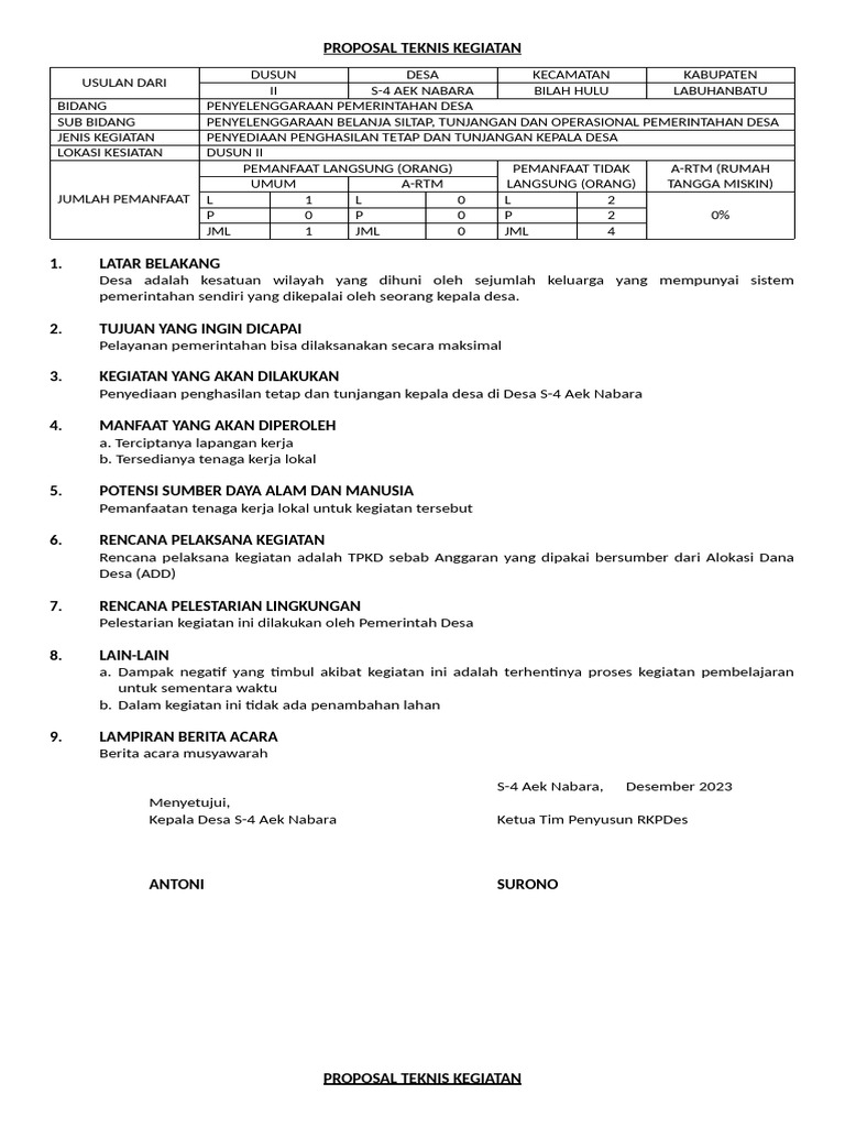 Proposal Teknis Kegiatan | PDF