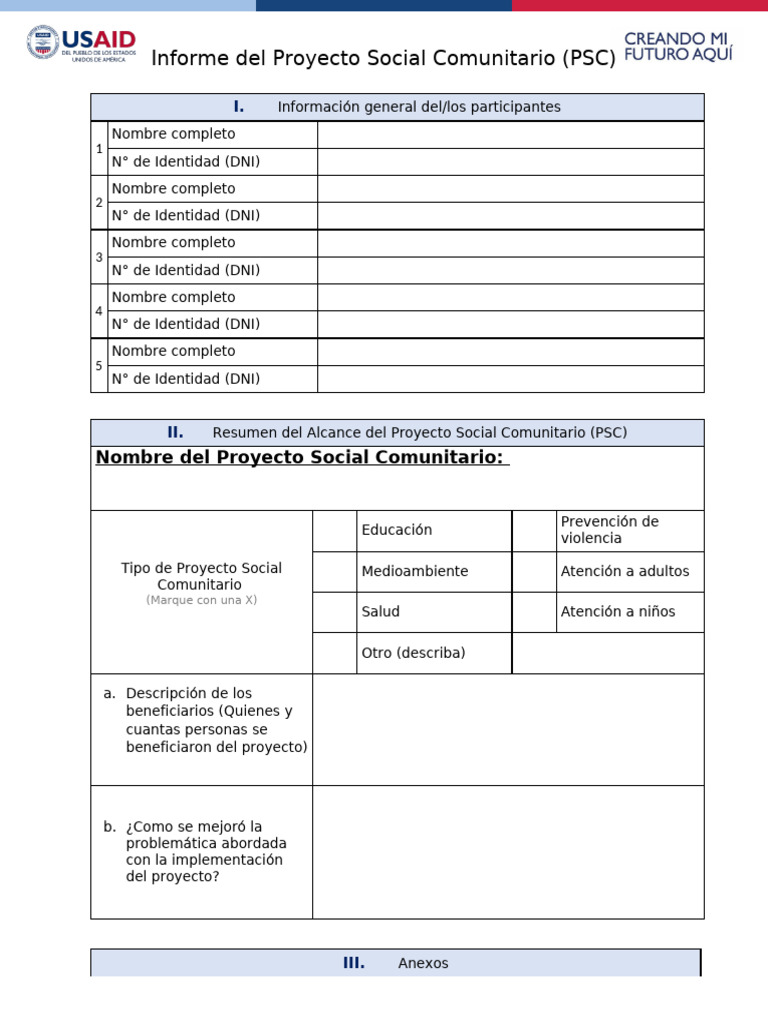 Formato Informe PSC - CASC | PDF