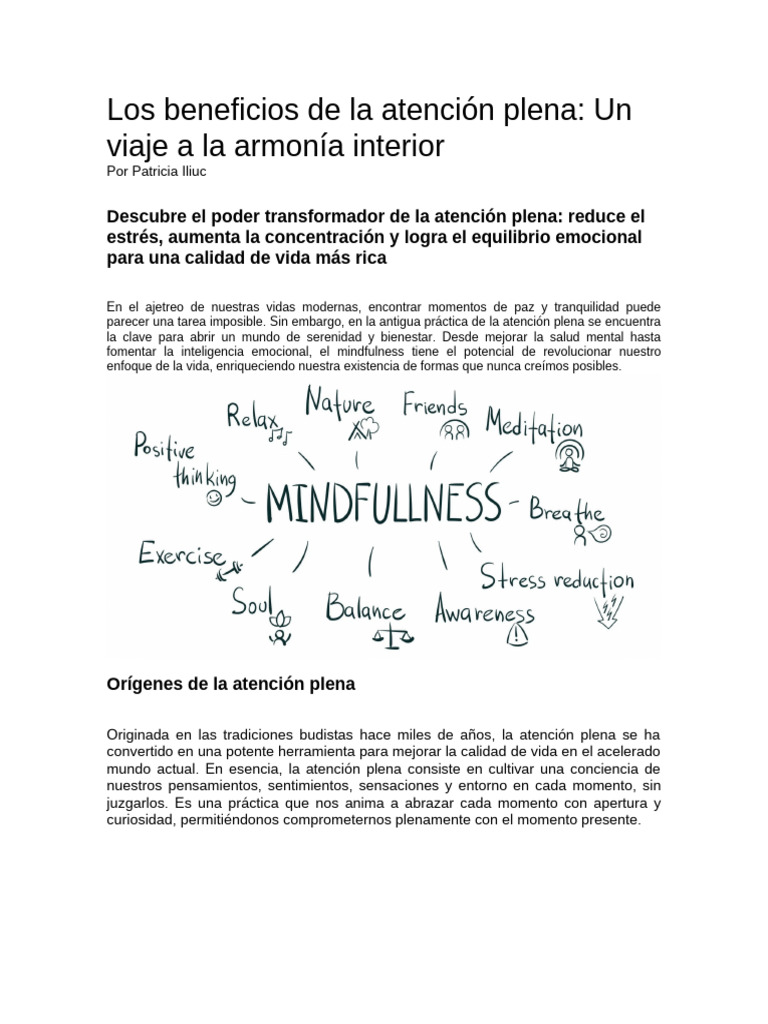 Los beneficios de la atencion plena | PDF