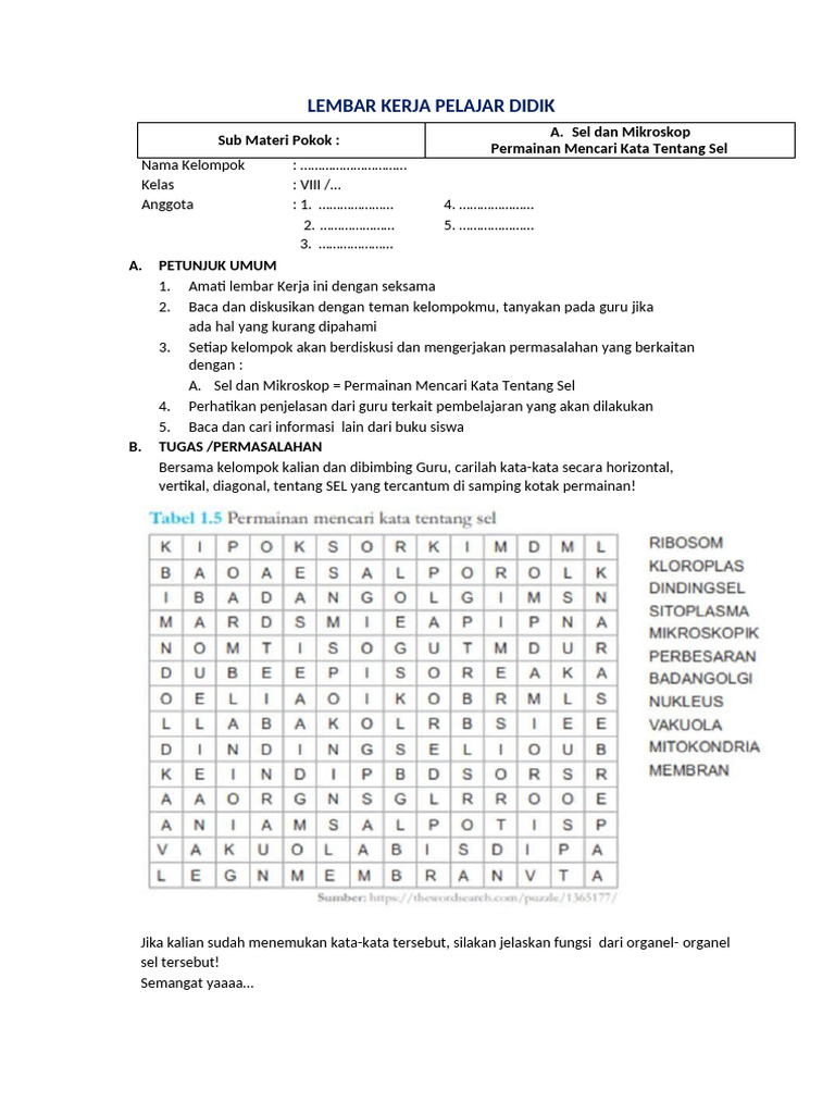 LKPD Sel Dan Mikroskop | PDF