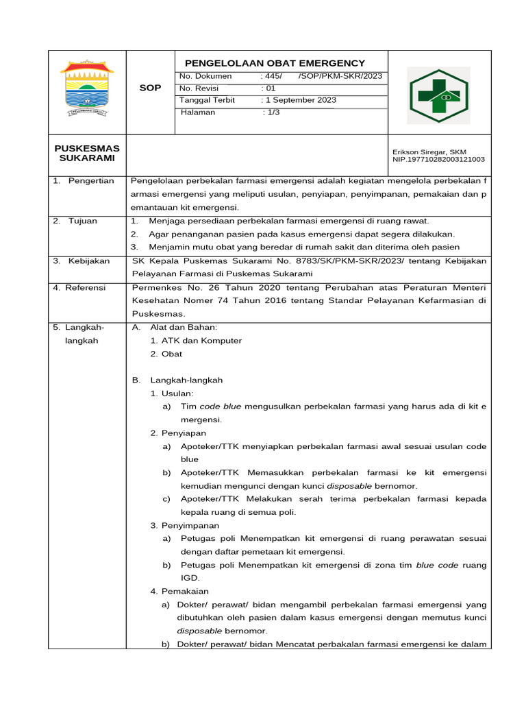 Pengelolaan Obat Emergency | PDF