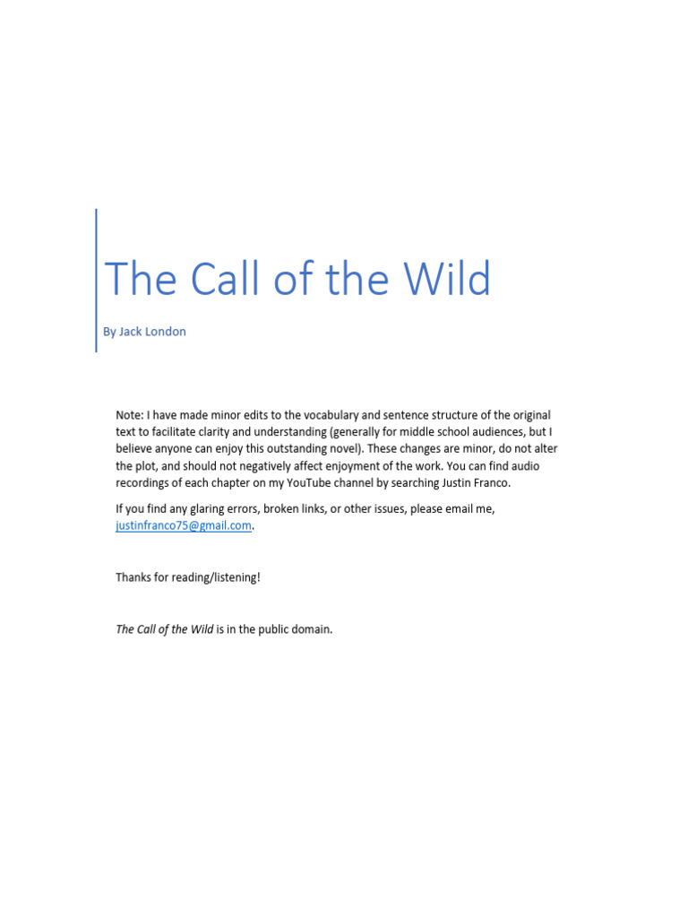 The Call of The Wild Annotated | PDF