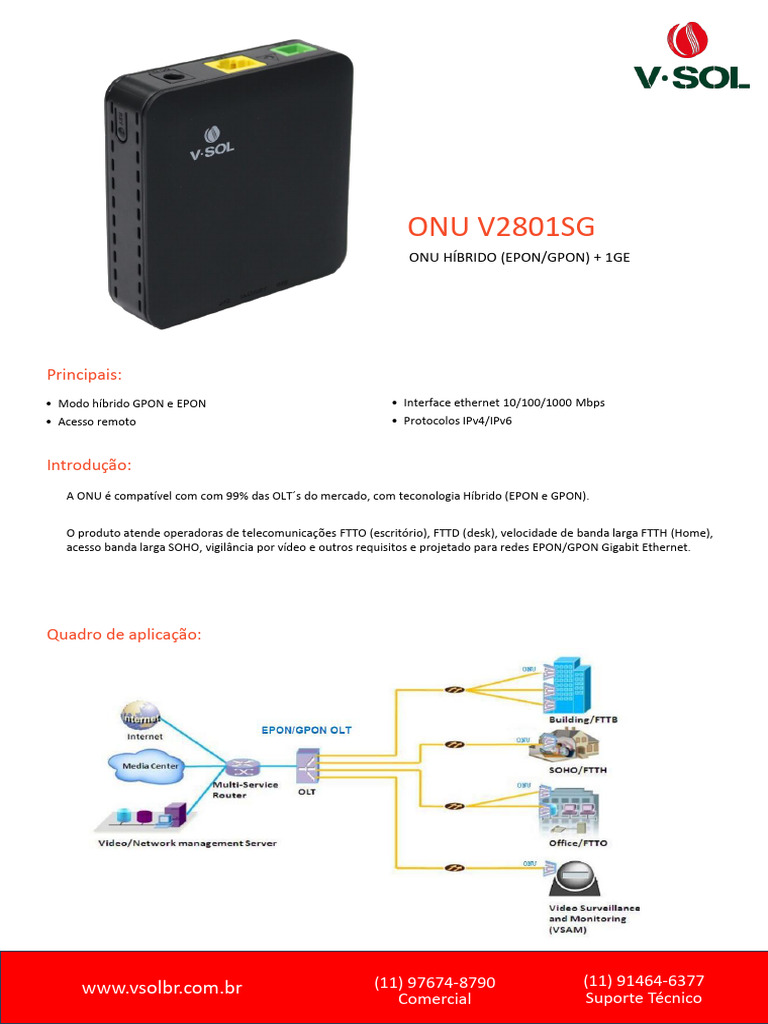 ONU V2801SG Datasheet - v1 | PDF