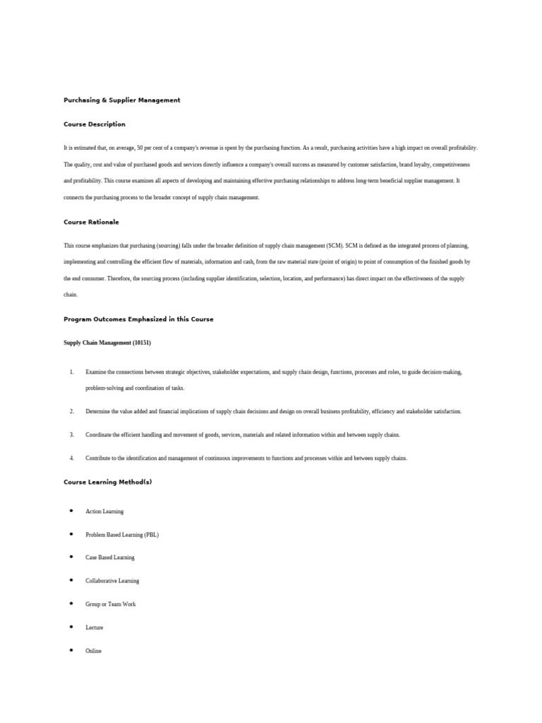 Effective Purchasing & Supplier Management | PDF | Procurement | Supply ...