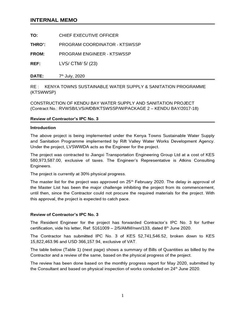 Memo - Review of IPC No. 3 - Kendu Bay | PDF