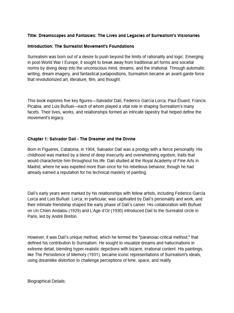 Dreamscapes and Fantasies - The Lives and Legacies of Surrealism's Visionaries - Chapter 1 | PDF ...