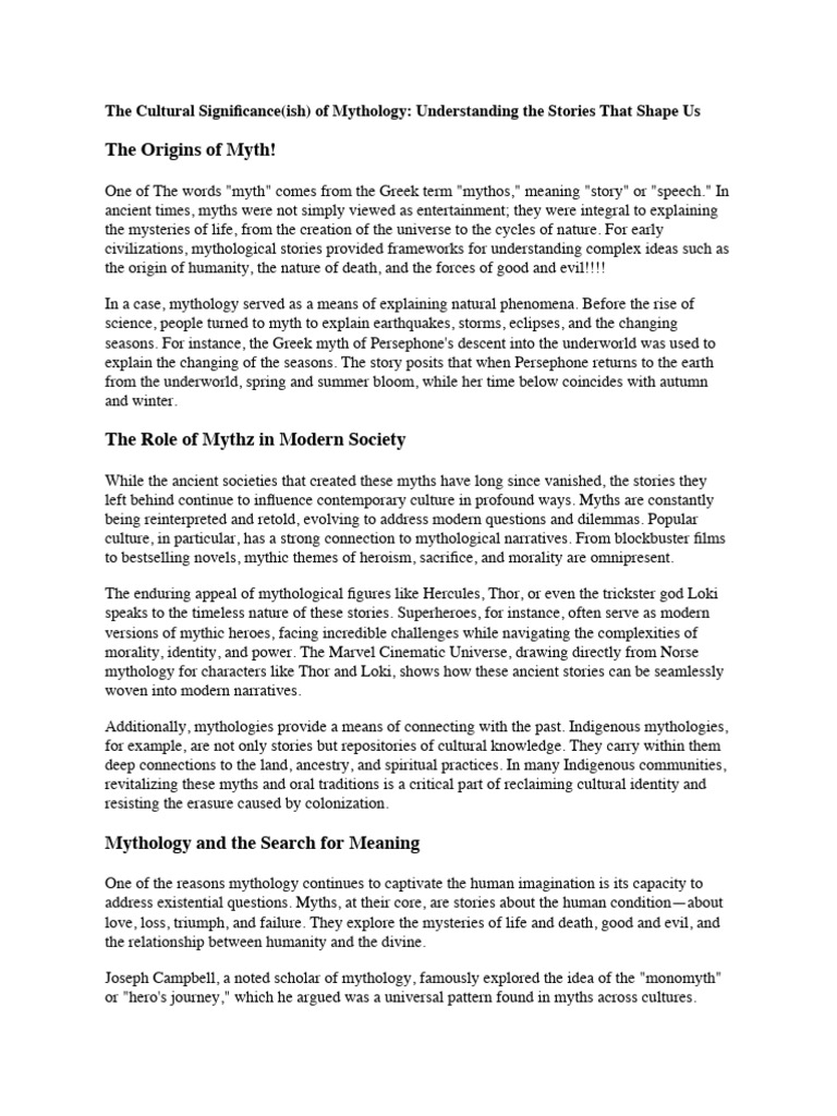 A Slightly Significant (Ish) of Mythology: Understanding The Stories ...