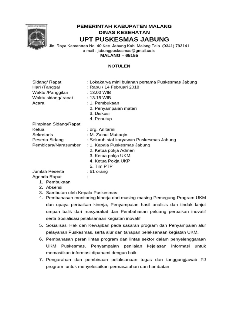 Susunan Acara & Notulen Minlog Februari | PDF