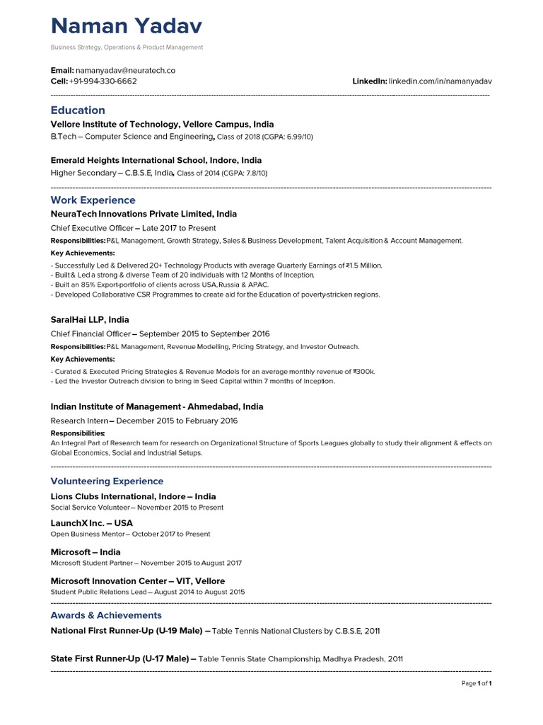 Naman Yadav - CV - LBS | PDF