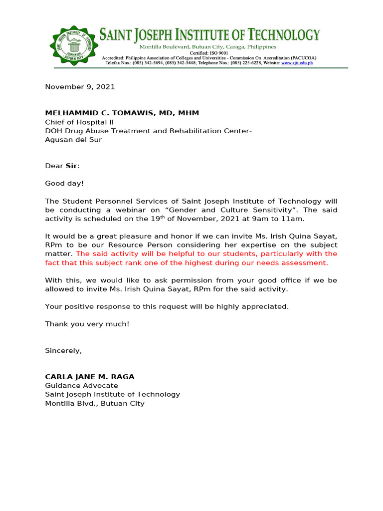 Gender Sensitivity Invitation Sayat | PDF