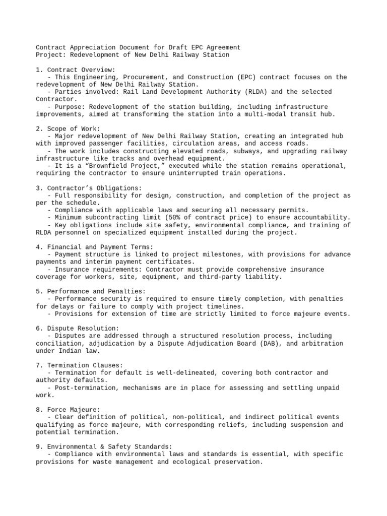 Contract Overview for New Delhi Railway Redevelopment | PDF ...