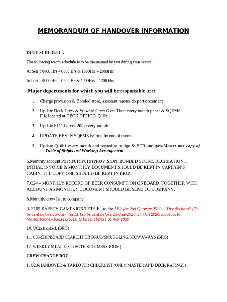 Third Officer Handing Over Notes | PDF