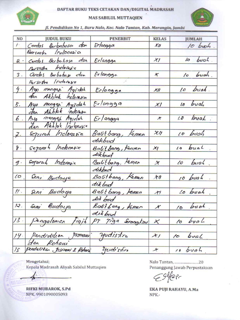 D1 Daftar Buku Teks | PDF