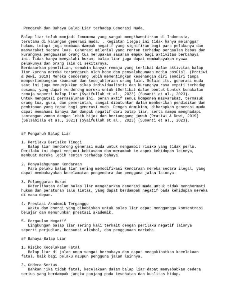 Artikel Balap Liar - MD | PDF