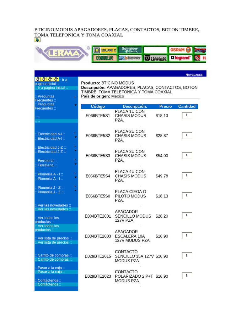 Lerma Bticino Modus Apagadores | PDF