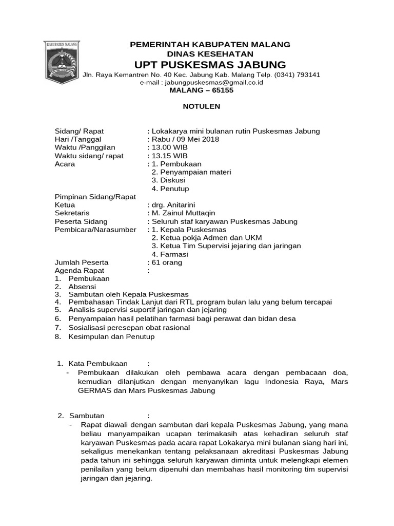 Susunan, Notulen, Foto Minlog Mei 2018 | PDF