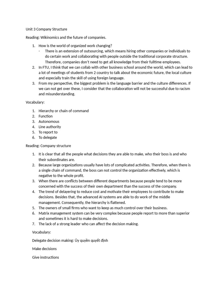 Unit 3 Company Structure | PDF