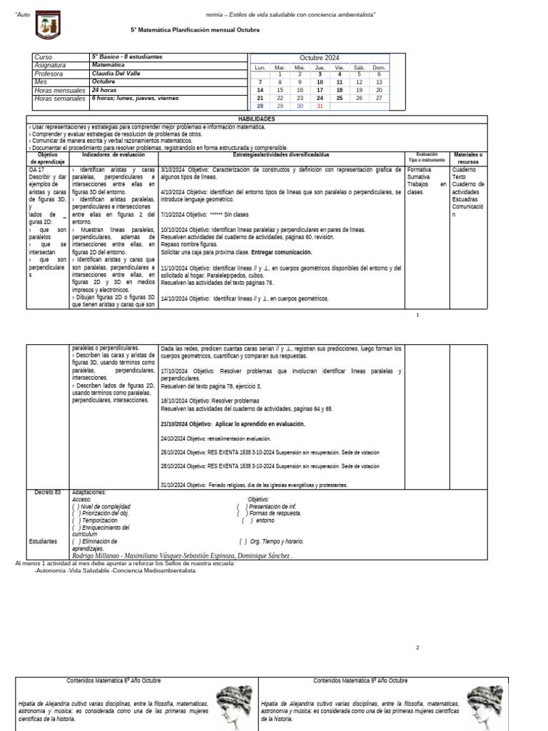 5 Mat Plan Mens Octubre 2024 | PDF
