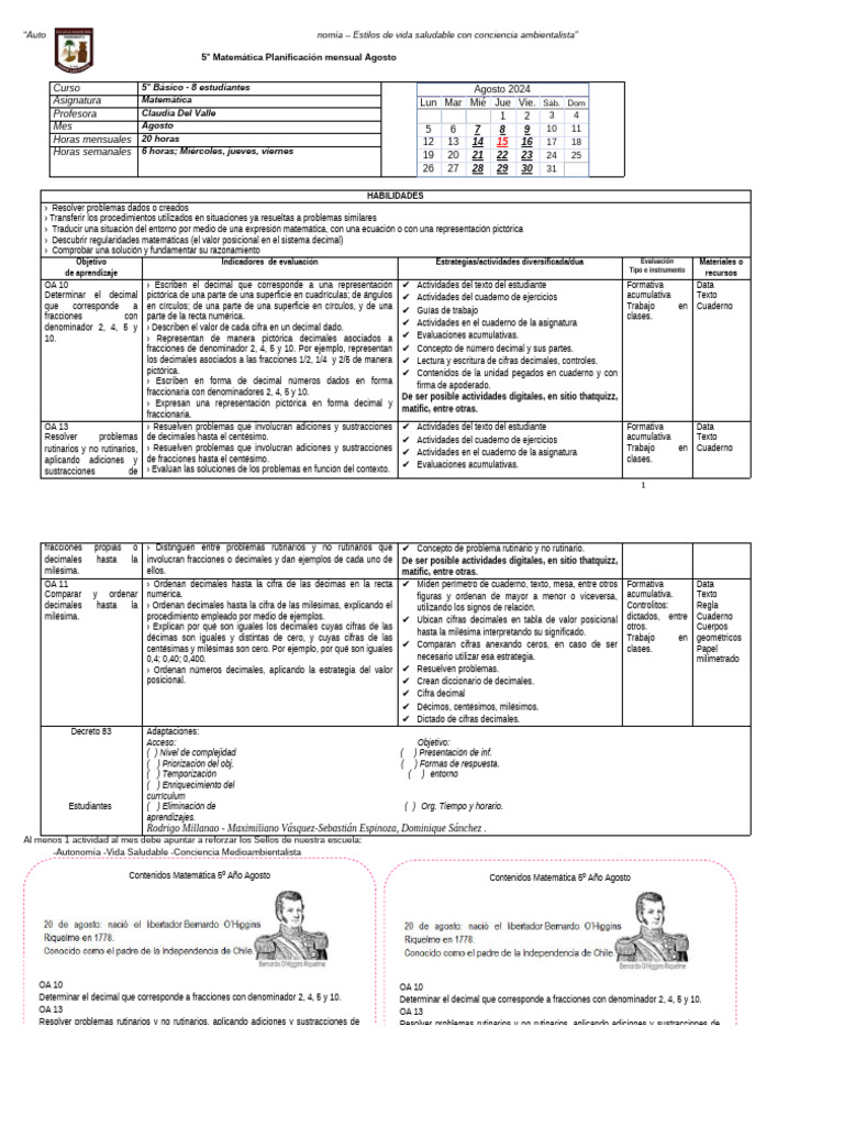 5 Mat Plan Mens Agosto 2024 | PDF