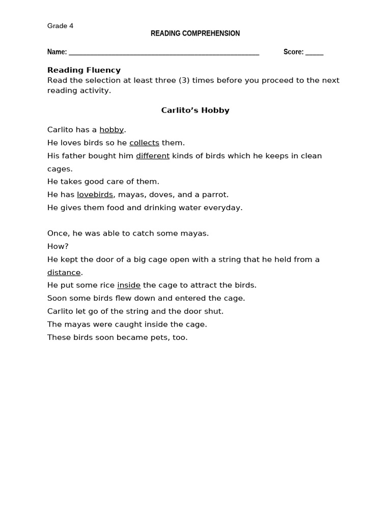 READING COMPREHENSION Skill | PDF