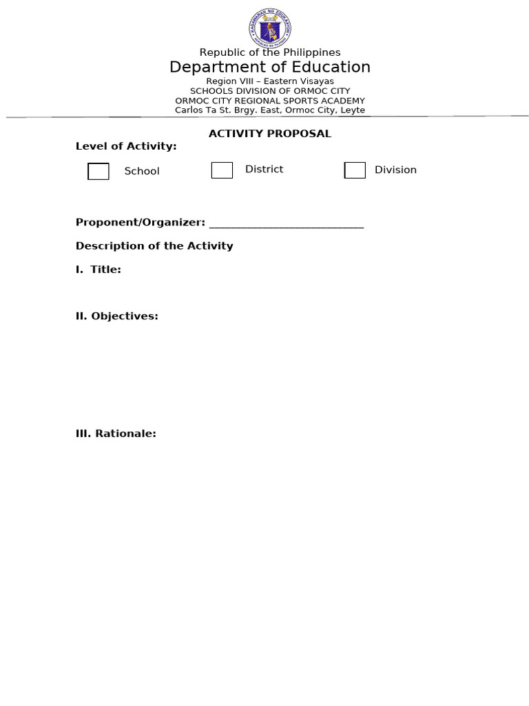 Activity Proposal Template | PDF