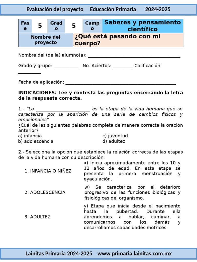 5to Grado Octubre - Qué Está Pasando Con Mi Cuerpo | PDF