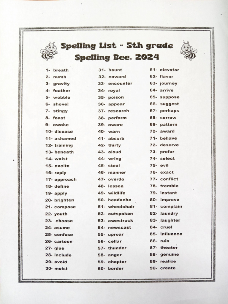 Spelling Bee 2024 | PDF