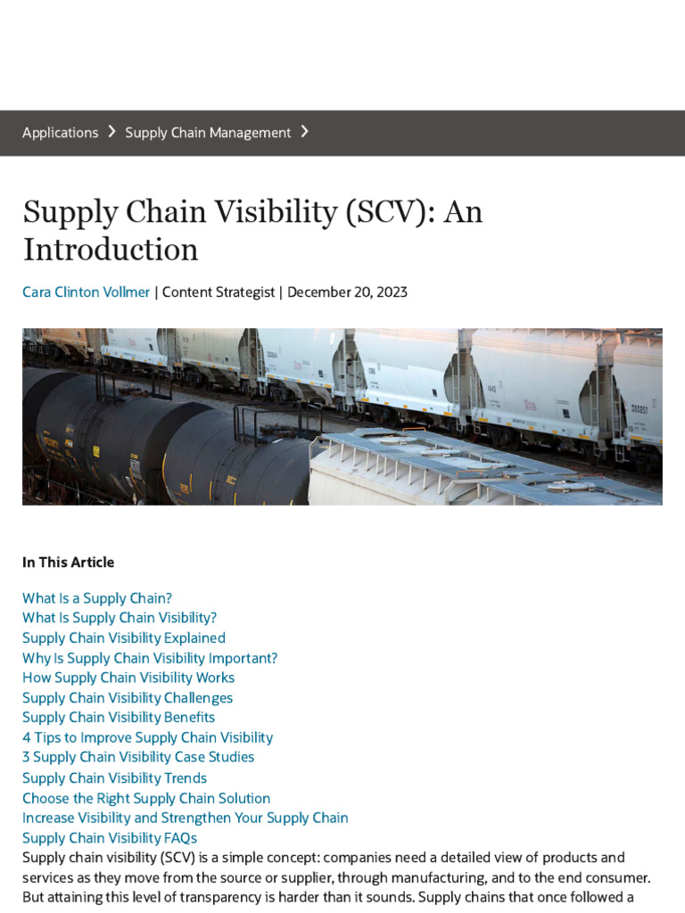 Supply Chain Visibility (SCV) An Introduction | PDF | Supply Chain | Computers