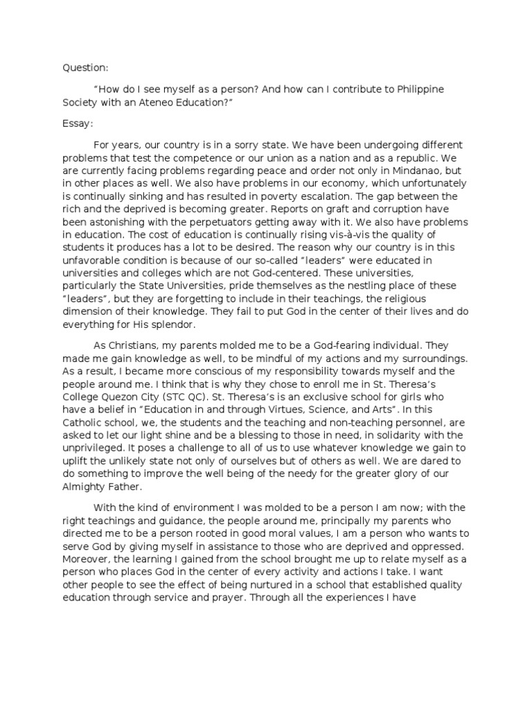 Ateneo Essay | PDF | Knowledge | Religious Education