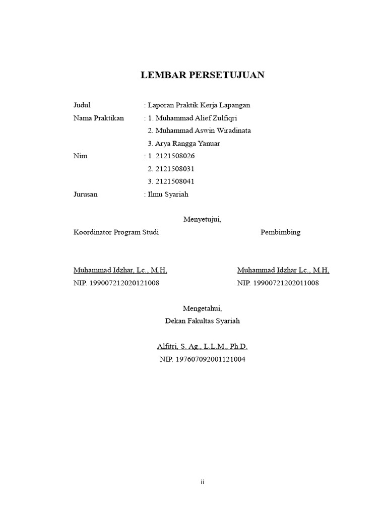 Lembar Persetujuan | PDF