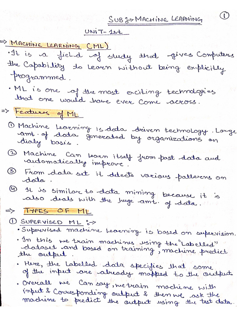 ML Unit 1ST | PDF
