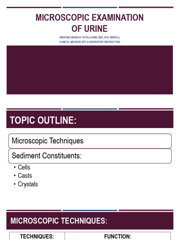 Week 6 Microscopic Examination of Urine | PDF