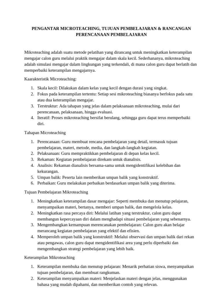 PENGANTAR MICROTEACHING | PDF