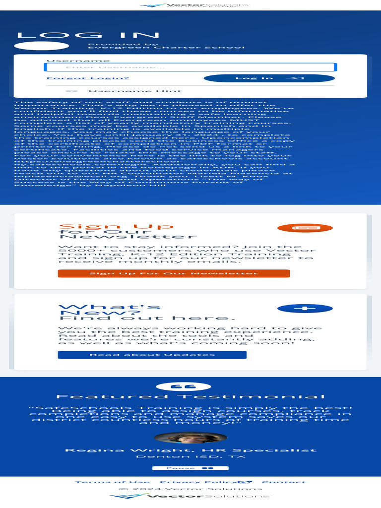 Vector Training, K-12 Edition Training Login | PDF