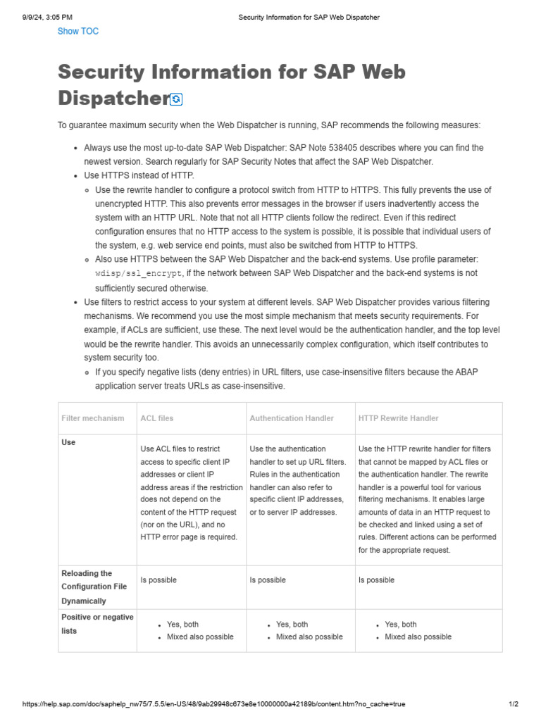 Security Information For Sap Web Dispatcher Pdf