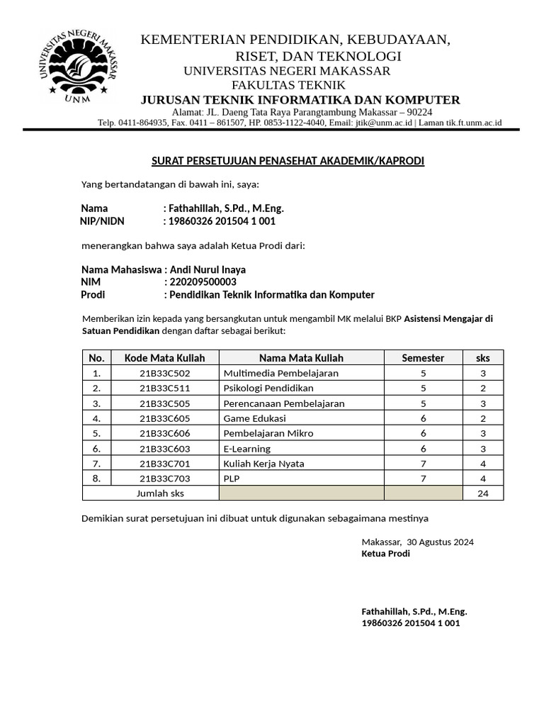 Format Registrasi Sim MBKM Naya | PDF