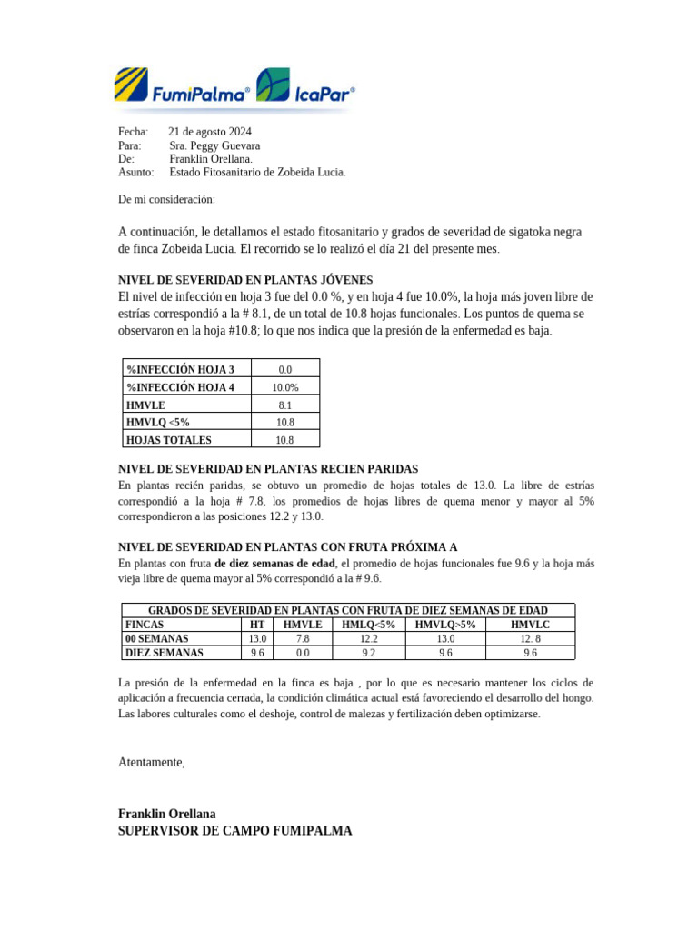 Carta de Zobeida Lucia | PDF