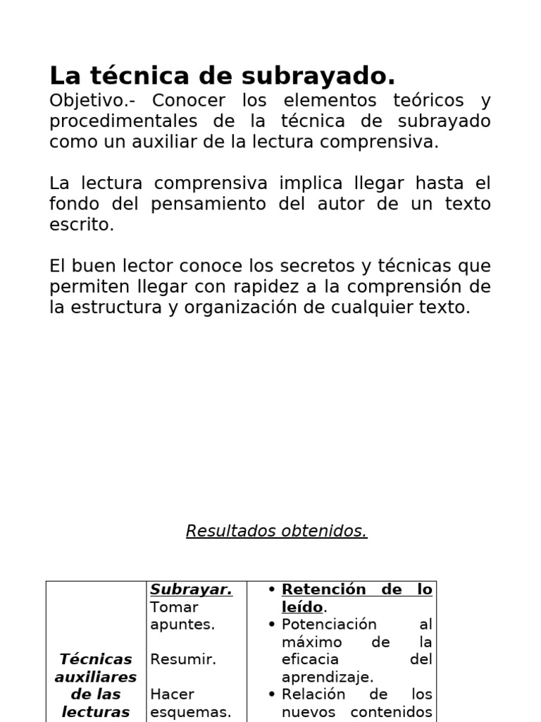 La Técnica de Subrayado | PDF