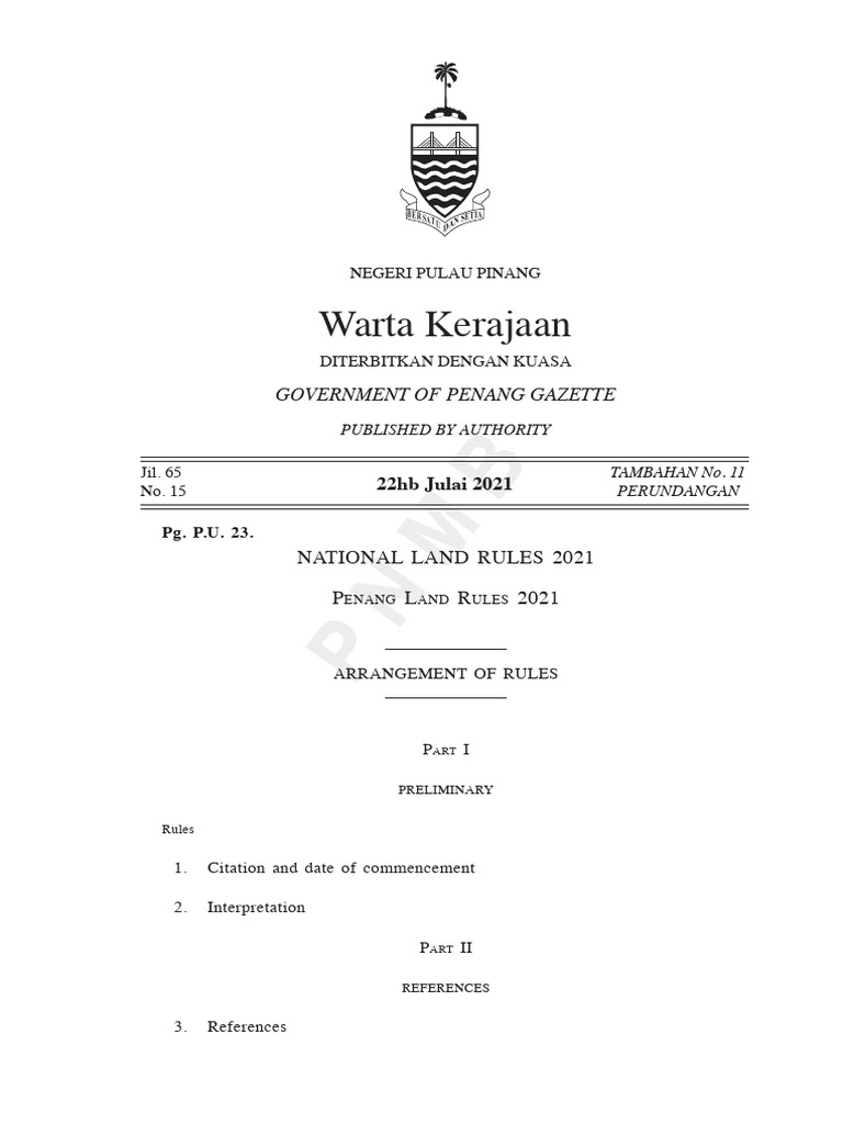Penang Land Rules 2021 | PDF