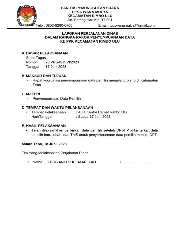 Contoh Lap Perjadin | PDF