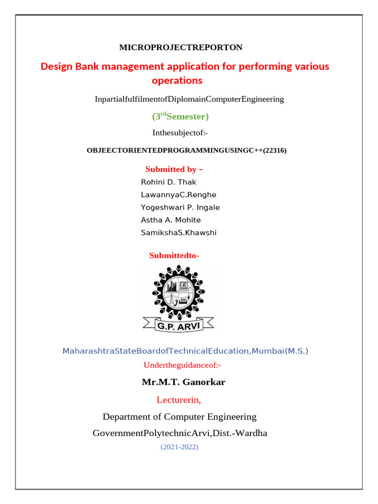 OOP Microproject - Done | PDF