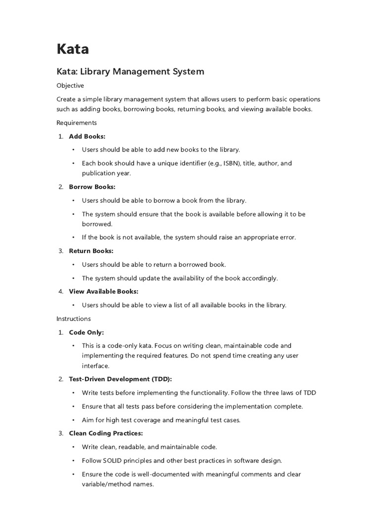 Kata Library Management System | PDF