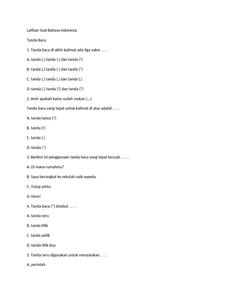 Soal Tanda Baca | PDF